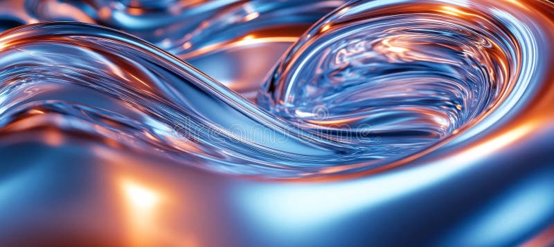 Abstract Fluid Background Dynamic Flow and Swirls of Liquid Mercury or ...