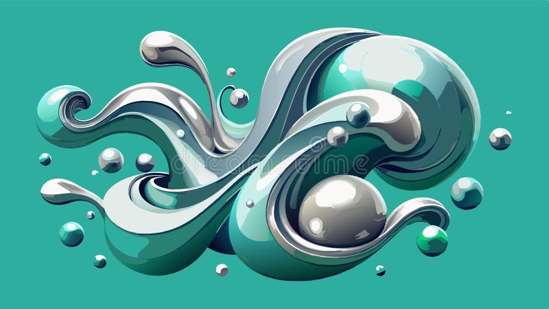 Abstract Fluid 3d Metal Shape for Y2k Design. Realistic Vector ...