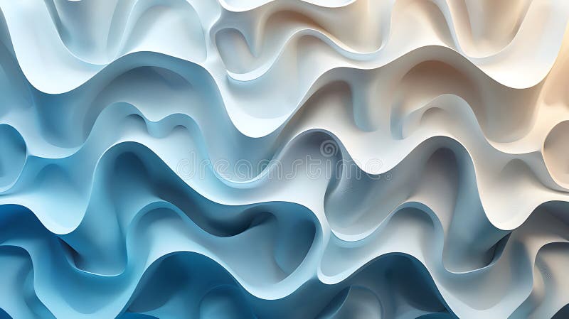 Abstract Fluid 3D Realistic of Baby Blue and White Wavy Background ...