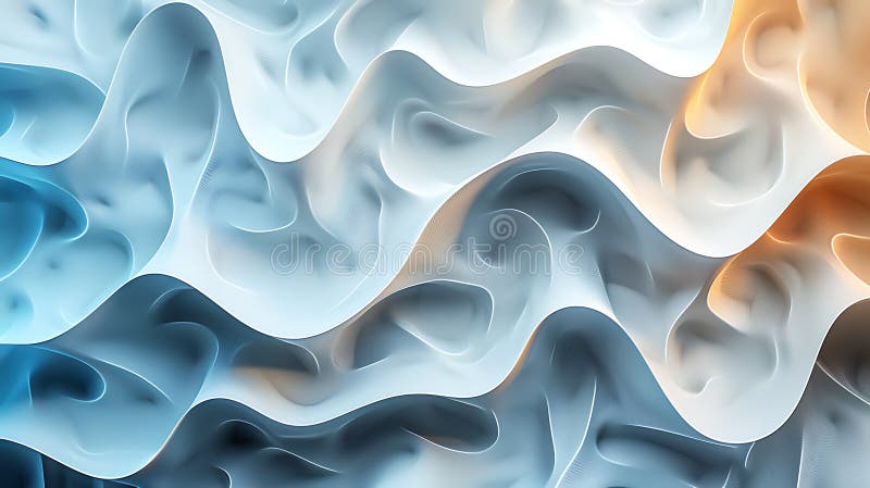 Abstract Fluid 3D Realistic of Baby Blue and White Wavy Background ...