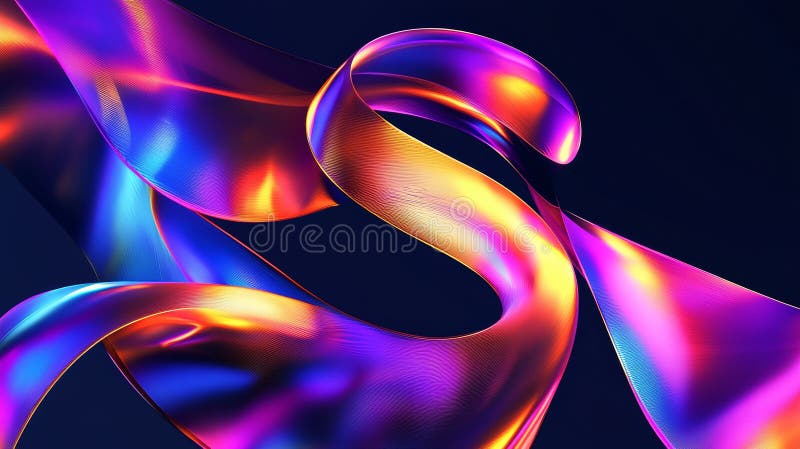 The Abstract Fluid 3D Render Features Iridescent Modern Retro ...