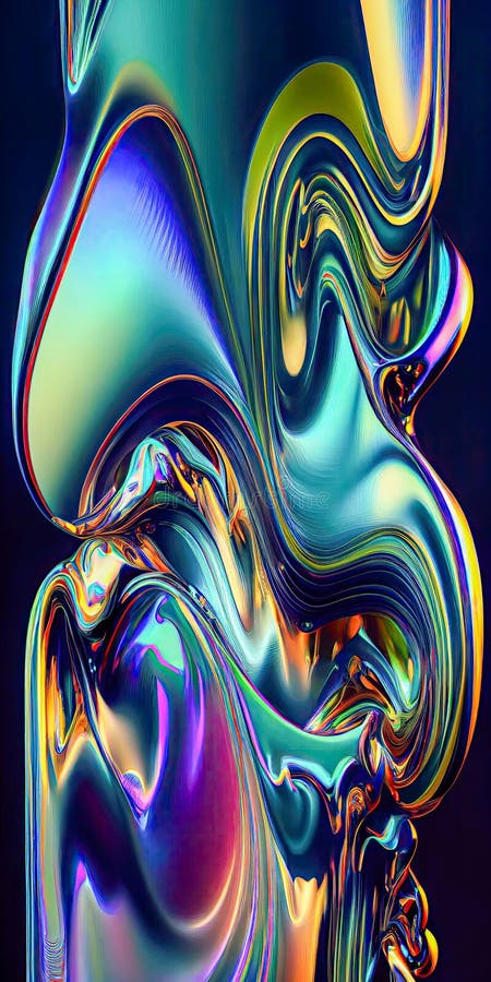 Abstract Fluid 3d Render Holographic Iridescent Neon Stock Photo ...