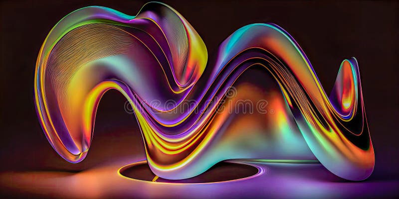 Abstract Fluid 3d Render Holographic Iridescent Neon Stock Illustration ...