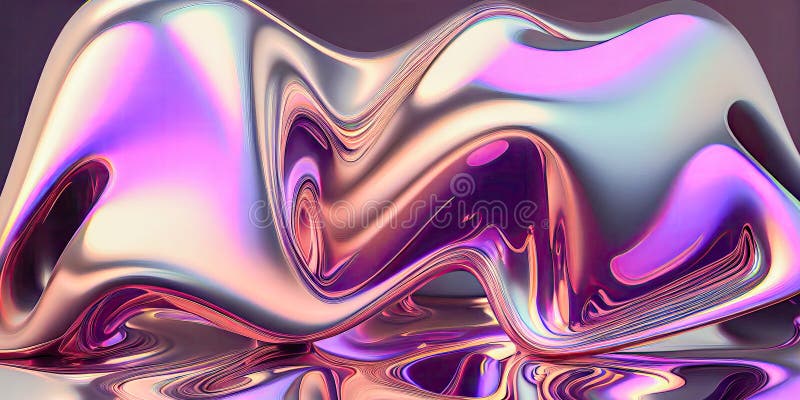 Abstract Fluid 3d Render Holographic Iridescent Neon Stock Illustration ...
