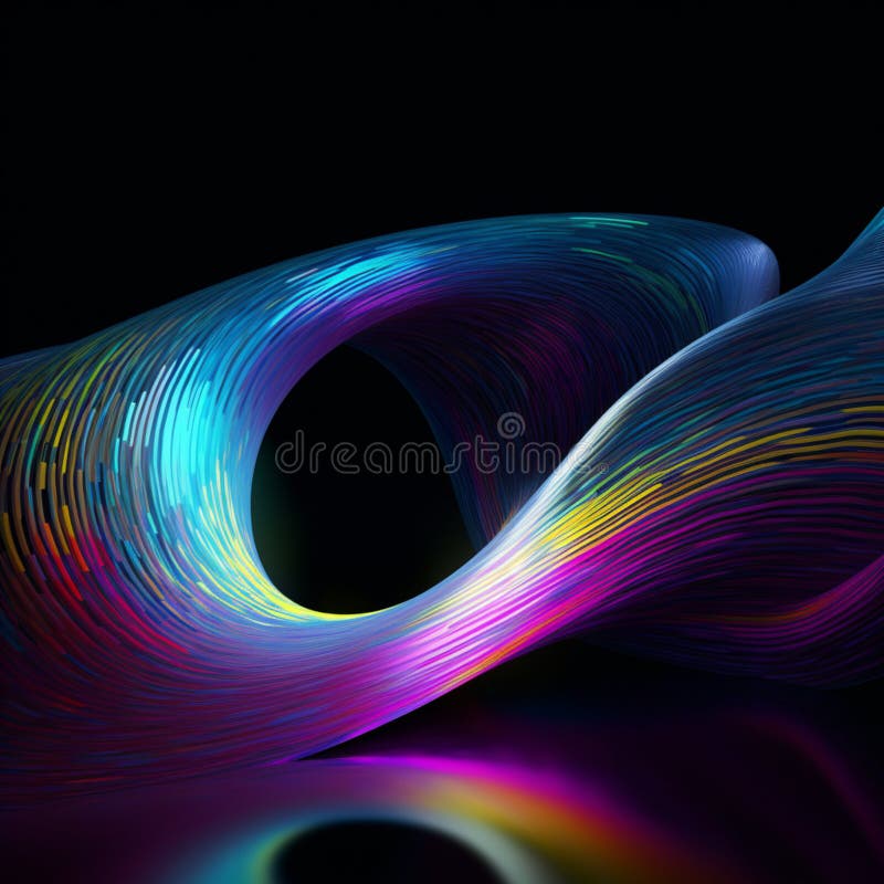 Abstract Fluid 3d Render Holographic Iridescent Neon Curved Wave in ...