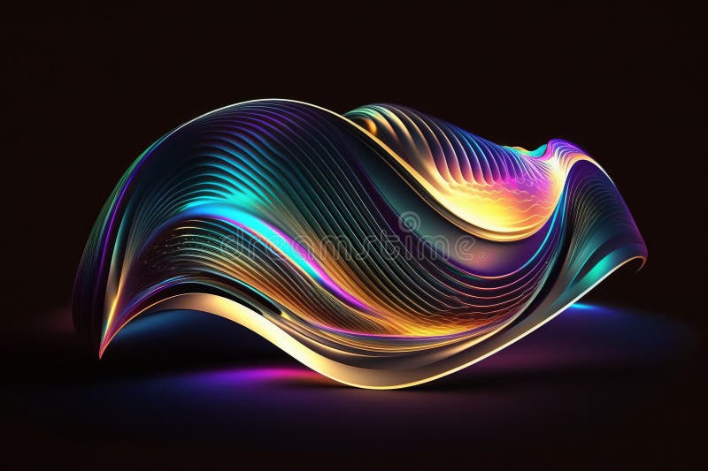 Abstract Fluid 3d Render Holographic Wave. Absolute Zero Gradient ...