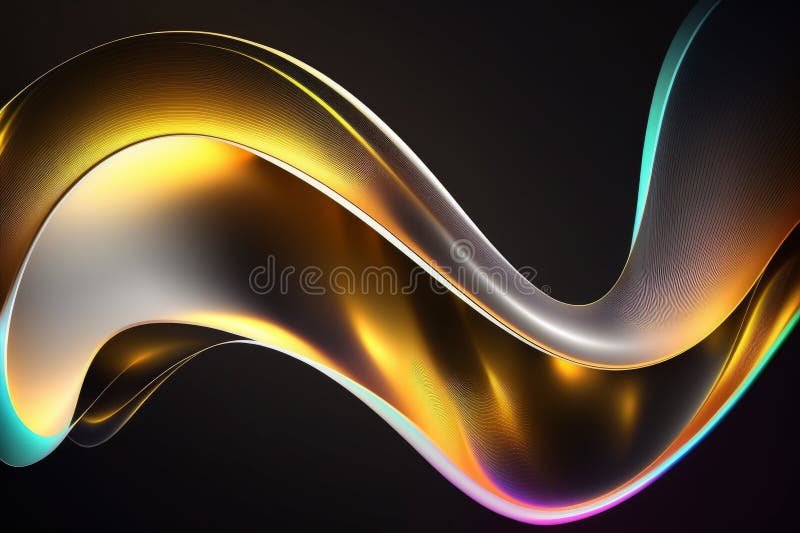 Abstract Fluid 3d Render Holographic Wave. Bitter Lemon Gradient Design ...