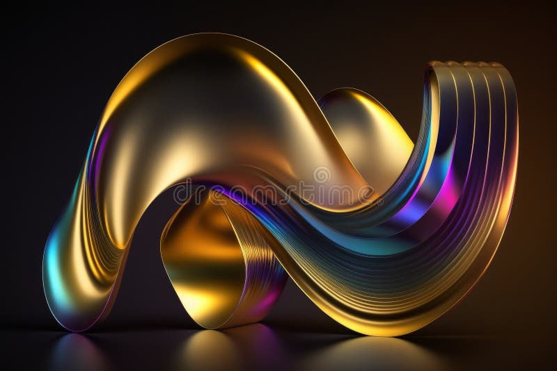 Abstract Fluid 3d Render Holographic Wave. Citrine Gradient Design for ...