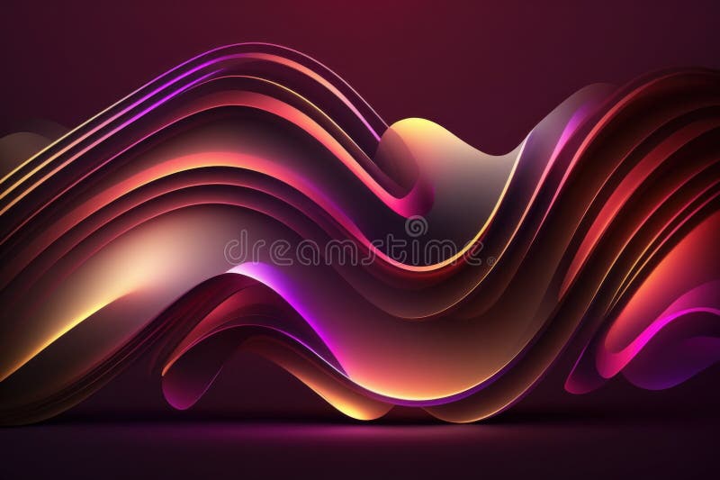 Abstract Fluid 3d Render Holographic Wave. Claret Gradient Design for ...