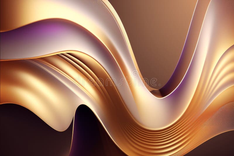 Abstract Fluid 3d Render Holographic Wave. Coyote Brown Gradient Design ...