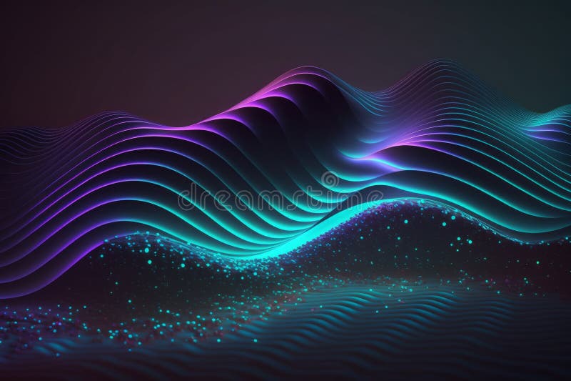 Abstract Fluid 3d Render Holographic Wave. Dark Cyan Gradient Design ...