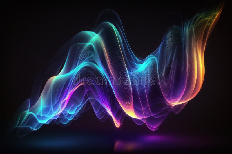 Abstract Fluid 3d Render Holographic Wave. Dark Electric Blue Gradient ...