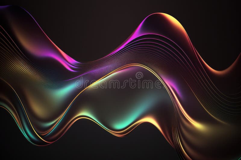 Abstract Fluid 3d Render Holographic Wave. Dark Lava Gradient Design ...