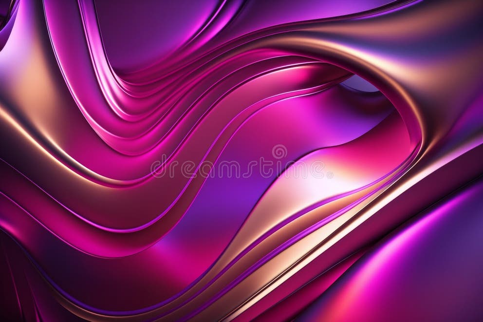Abstract Fluid 3d Render Holographic Wave. Deep Cerise Gradient Design ...