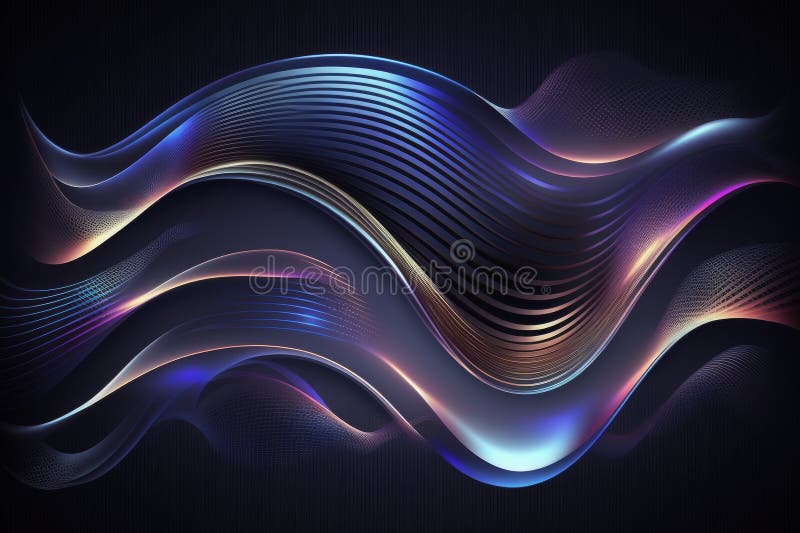 Abstract Fluid 3d Render Holographic Wave. Denim Blue Gradient Design ...