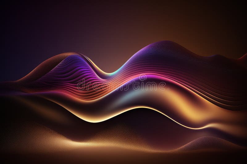 Abstract Fluid 3d Render Holographic Wave. Desert Sand Gradient Design ...