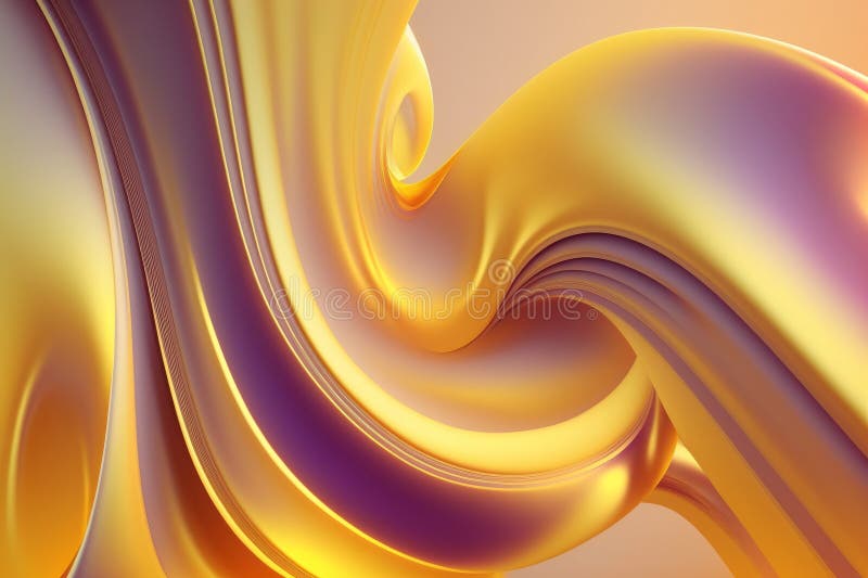 Abstract Fluid 3d Render Holographic Wave. Light Yellow Gradient Design ...