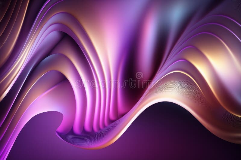 Abstract Fluid 3d Render Holographic Wave. Lilac Luster Gradient Design ...