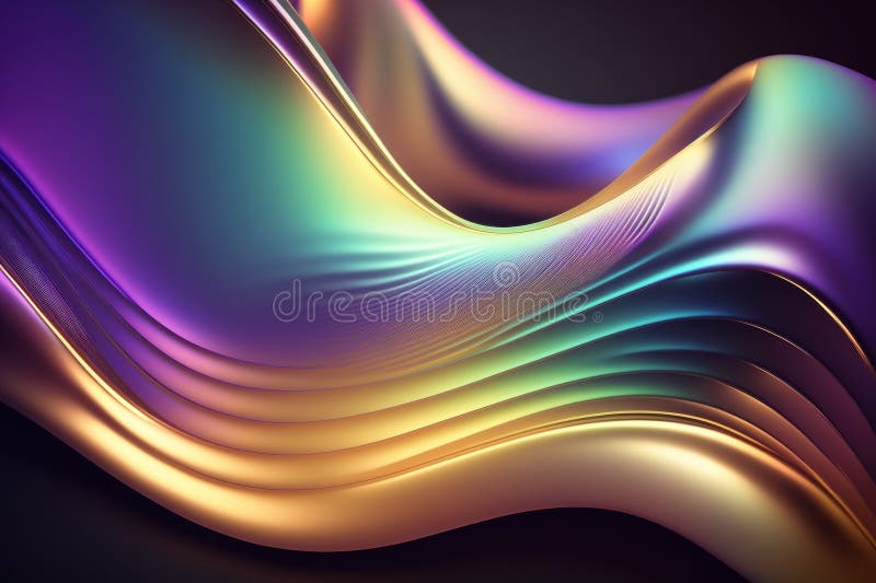 Abstract Fluid 3d Render Holographic Wave. Maize Gradient Design for ...