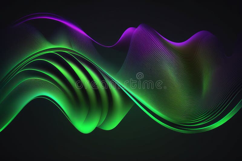 Abstract Fluid 3d Render Holographic Wave. Neon Green Gradient Design ...