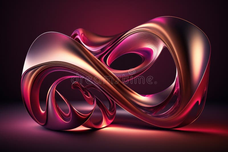 Abstract Fluid 3d Render Holographic Wave. Ruby Red Gradient Design for ...