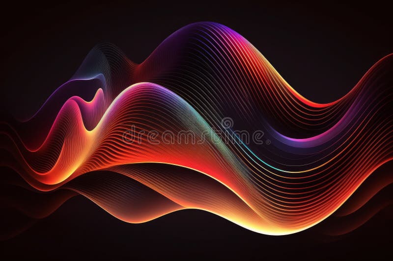 Abstract Fluid 3d Render Holographic Wave. Sizzling Red Gradient Design ...