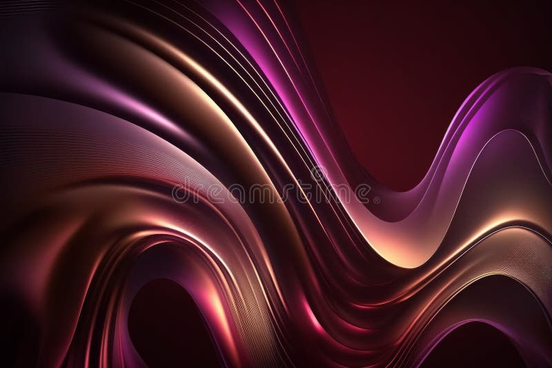 Abstract Fluid 3d Render Holographic Wave. Vivid Burgundy Gradient ...