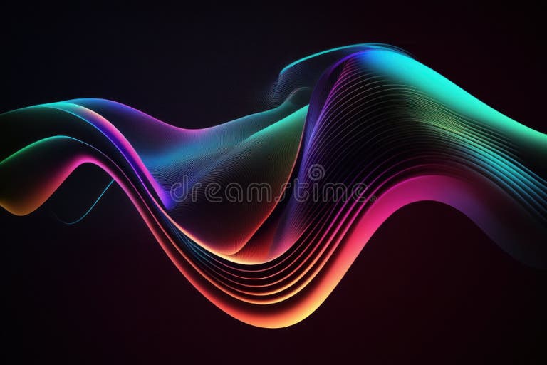 Abstract Fluid 3d Render Holographic Wave. Volt Gradient Design for Banners, Backgrounds ...