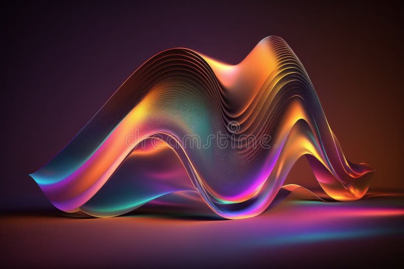 Abstract Fluid 3d Render Holographic Wave. Xanadu Gradient Design for Banners, Backgrounds ...