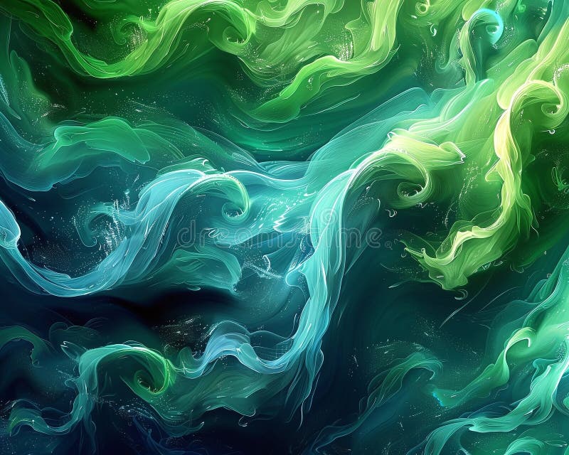 Abstract Fluid Dynamics in Shades of Blue and Green Stock Photo - Image ...
