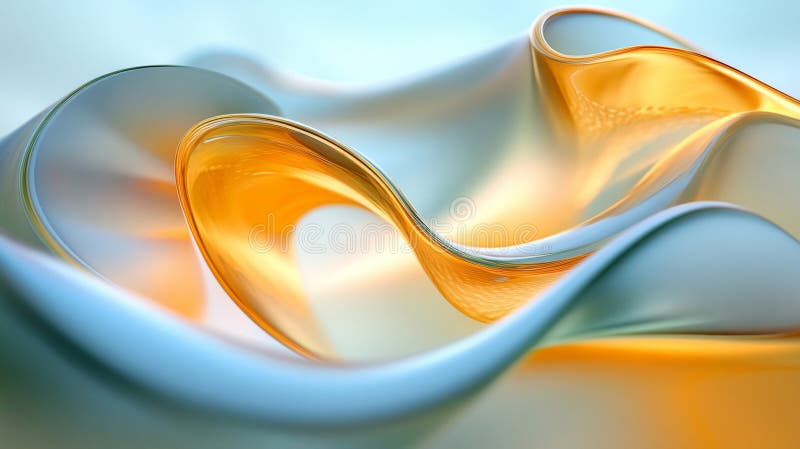 Abstract Fluid Forms in Blue and Gold Hues Stock Illustration ...