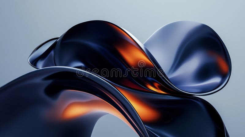 Abstract Fluid Forms with Metallic Blue and Gold Hues Stock ...