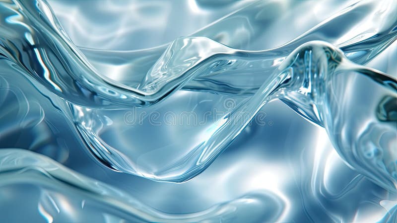 Abstract Fluid Glass Waves in Calm Blue Gradient Background Stock Image ...