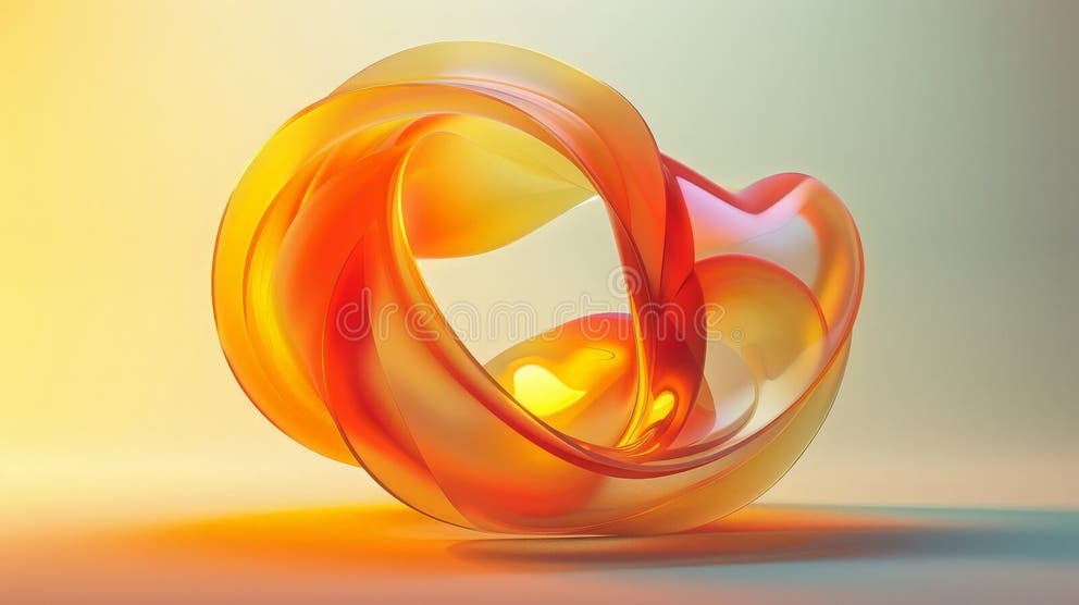 Abstract Fluid Gradient Sculpture Orange and Yellow Twisting Design ...