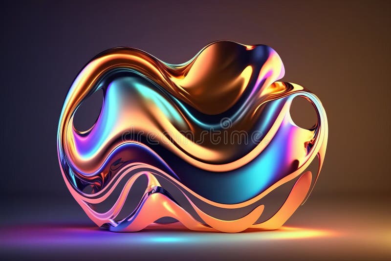 Abstract Fluid Holographic Shape, Chromatic Liquid with Gradient ...