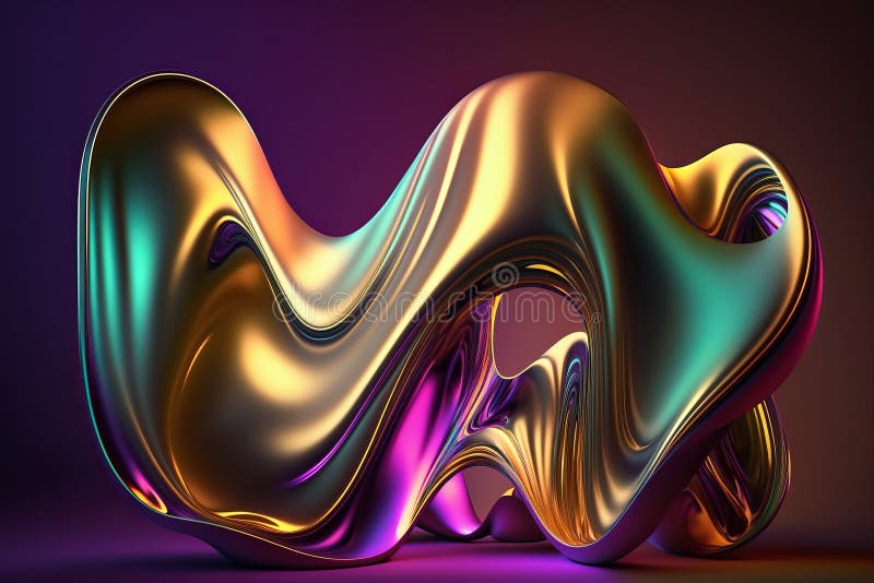 Abstract Fluid Holographic Shape, Chromatic Liquid with Gradient ...