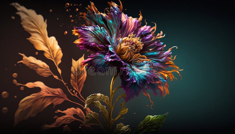 Abstract Fluid Ink Flower. Generative AI Stock Illustration ...