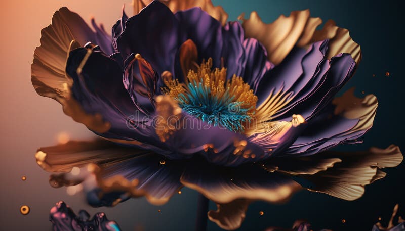 Abstract Fluid Ink Flower. Generative AI Stock Illustration ...