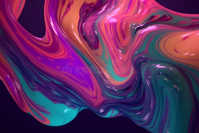 Abstract Fluid, Iridescent. Dynamic Wave in Motion, Rich Colors. Ai ...
