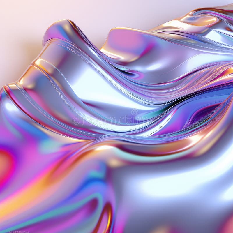 Abstract Fluid Iridescent Holographic Background, Created Using ...