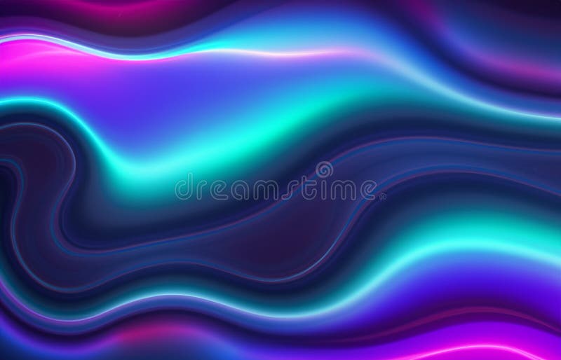 Abstract Fluid Render Holographic Iridescent Neon Curved Wave Stock ...