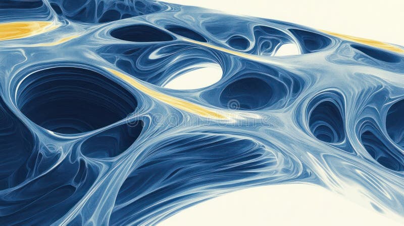 Abstract Fluid-like Structure with Blue and Yellow Tones, Showcasing ...