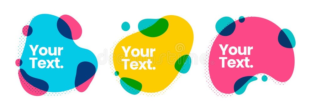 Abstract Fluid Liquid Layered Shapes Set with Risograph Print Effect ...