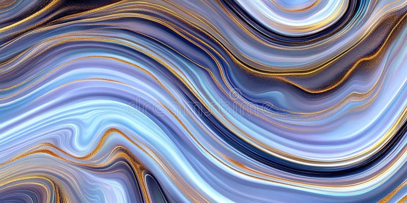 Abstract Fluid Marble Pattern with Blue and Gold Swirling Textures ...