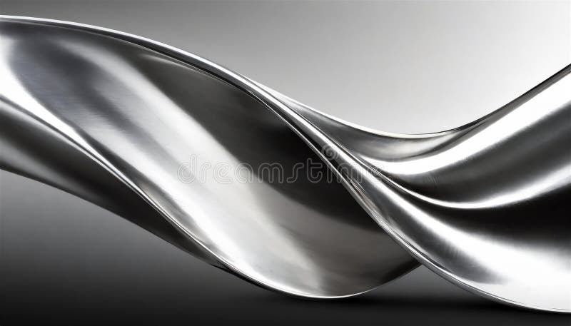 Abstract Fluid Metal Bent Form. Metallic Shiny Curved Wave in Motion ...