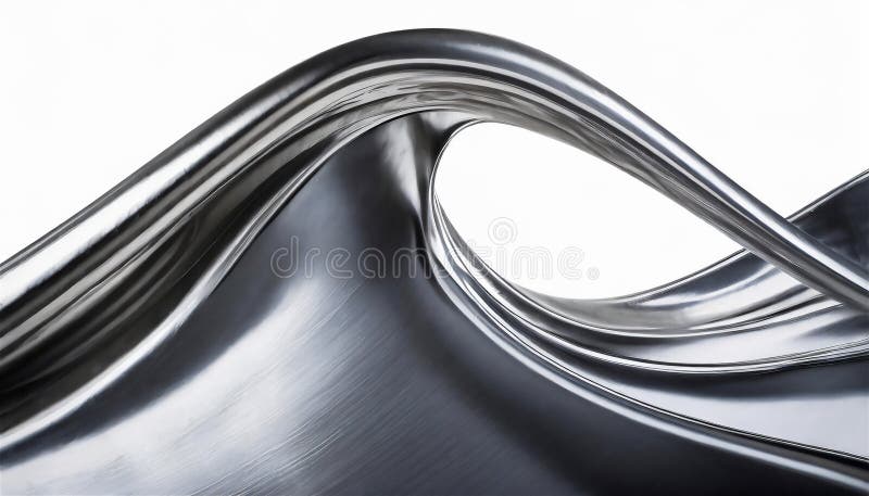 Abstract Fluid Metal Bent Form. Metallic Shiny Curved Wave in Motion ...