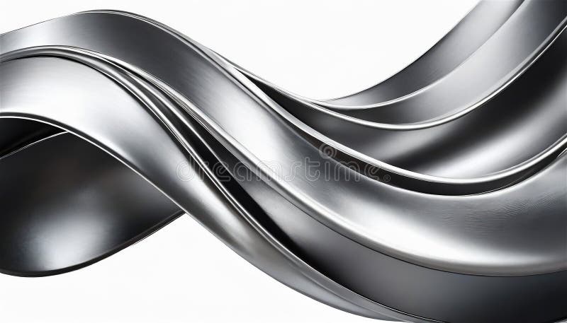 Abstract Fluid Metal Bent Form. Metallic Shiny Curved Wave in Motion ...