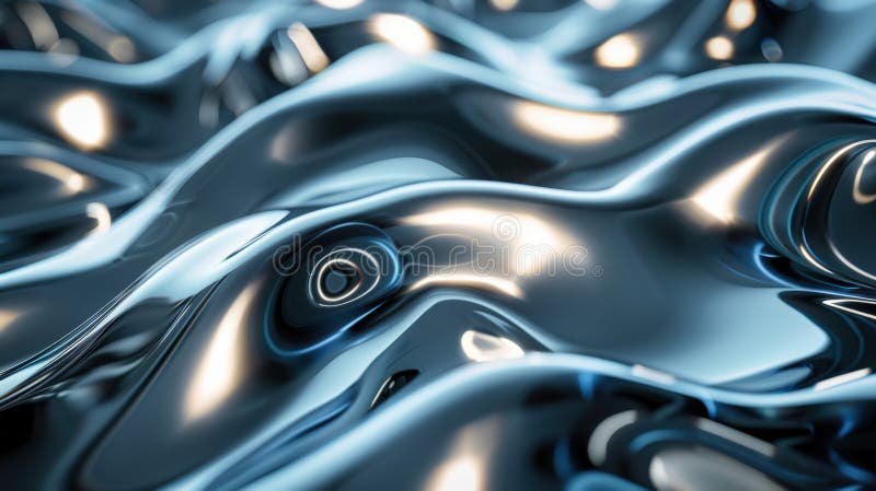 Abstract Fluid Metallic Texture with Shiny Chrome Finish Stock ...