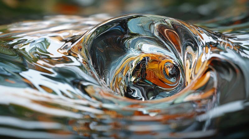 Abstract Fluid Motion with Swirling Orange and White Hues Liquid Vortex ...