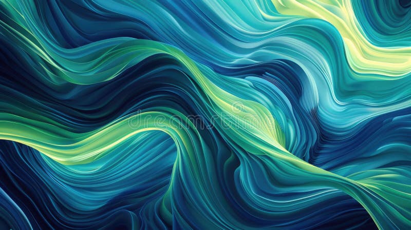 Abstract Fluid Motion Teal Waves 3D Digital Art with Mesmerizing ...